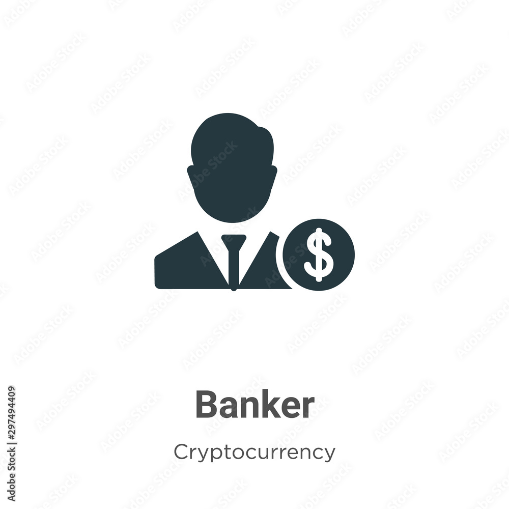 Vecteur Stock Banker vector icon on white background. Flat vector ...
