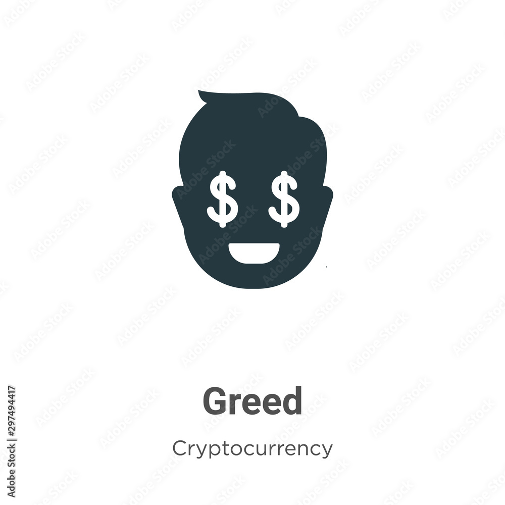 Greed vector icon on white background. Flat vector greed icon symbol sign from modern ...