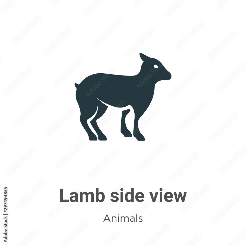 Lamb side view vector icon on white background. Flat vector lamb side ...