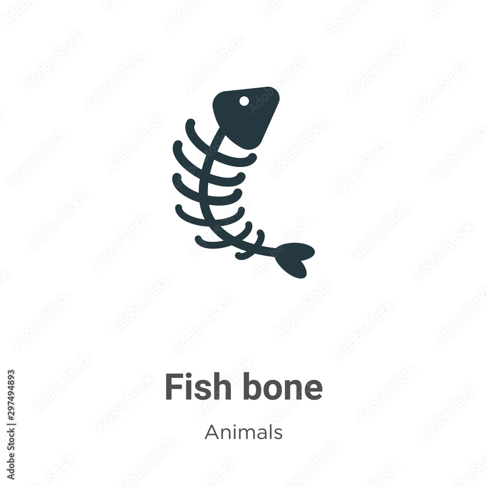 Fish bone vector icon on white background. Flat vector fish bone icon ...