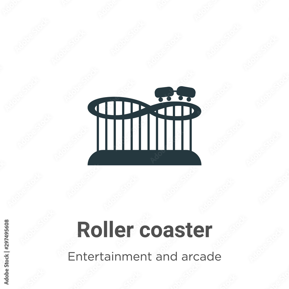 Roller coaster vector icon on white background. Flat vector roller ...