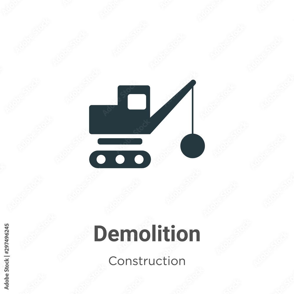 Demolition vector icon on white background. Flat vector demolition icon ...