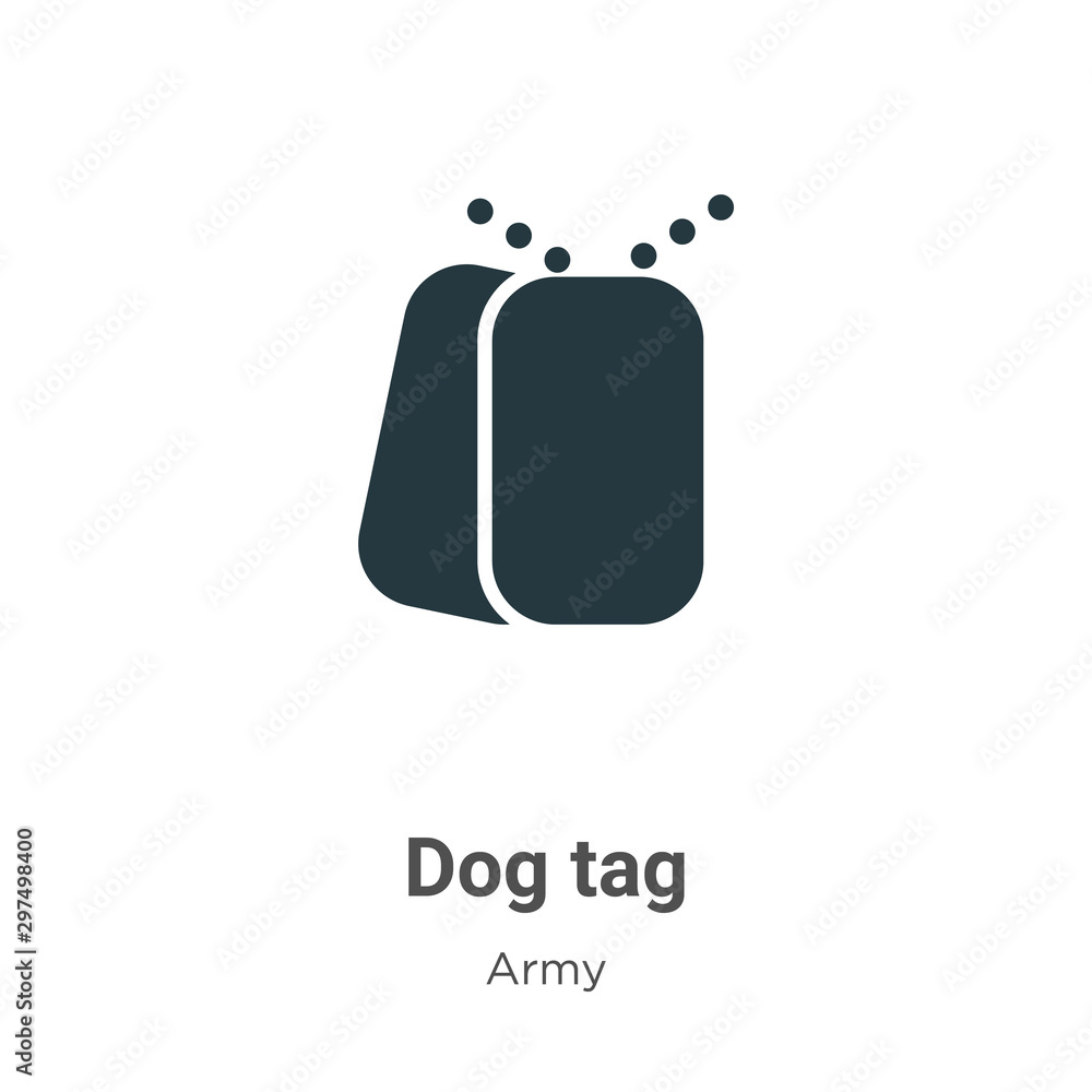 Dog tag vector icon on white background. Flat vector dog tag icon ...
