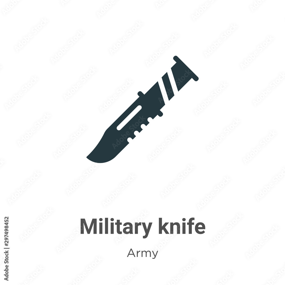 Vecteur Stock Military knife vector icon on white background. Flat ...