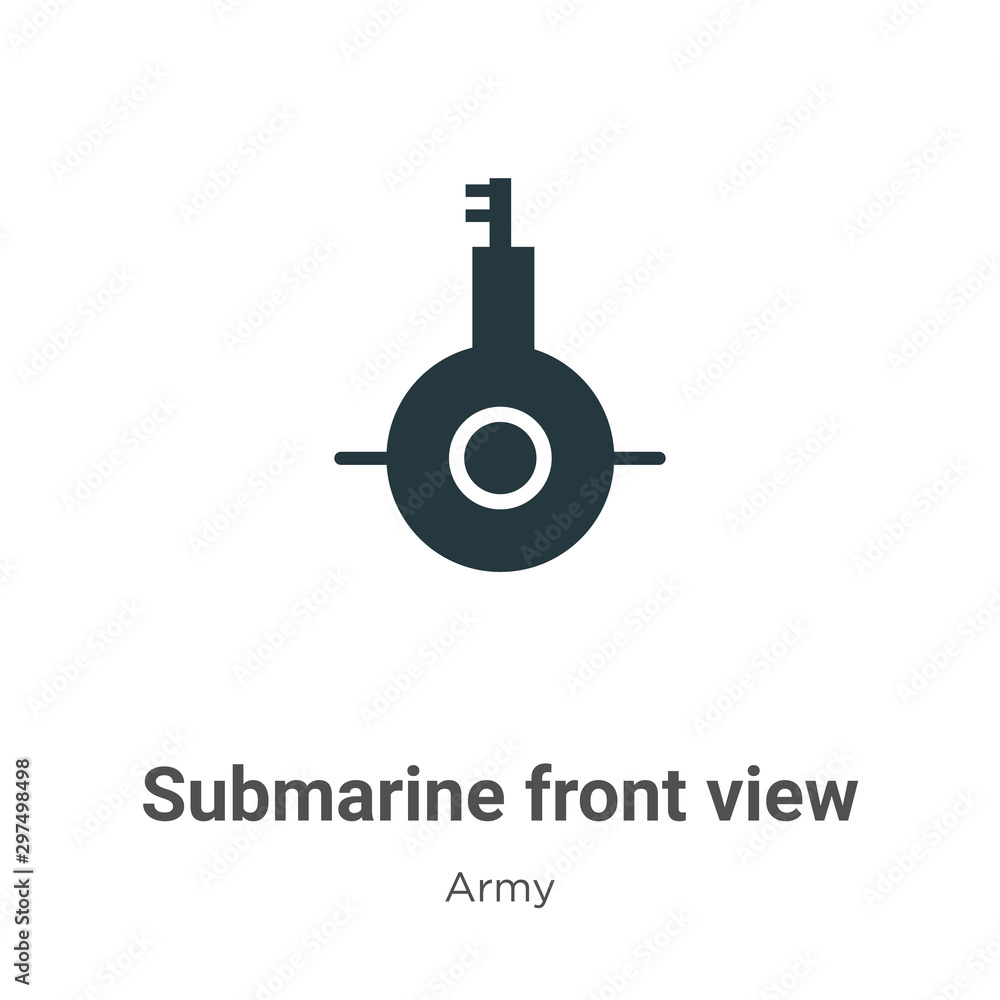 Submarine front view vector icon on white background. Flat vector ...
