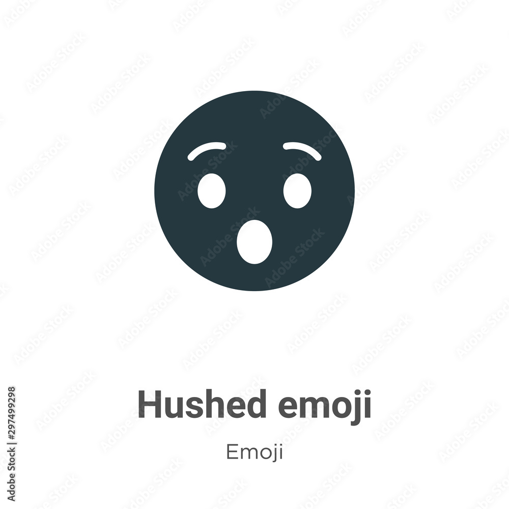 Hushed emoji vector icon on white background. Flat vector hushed emoji ...