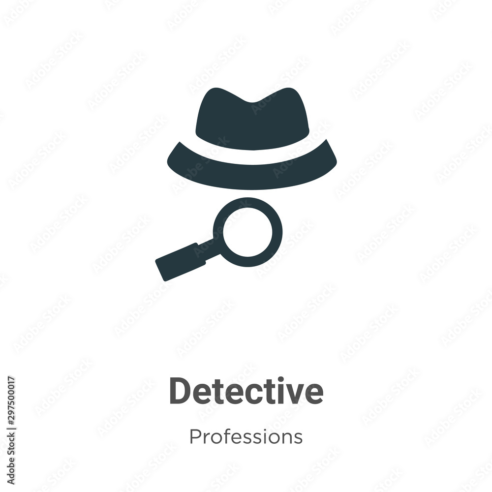 Detective vector icon on white background. Flat vector detective icon ...