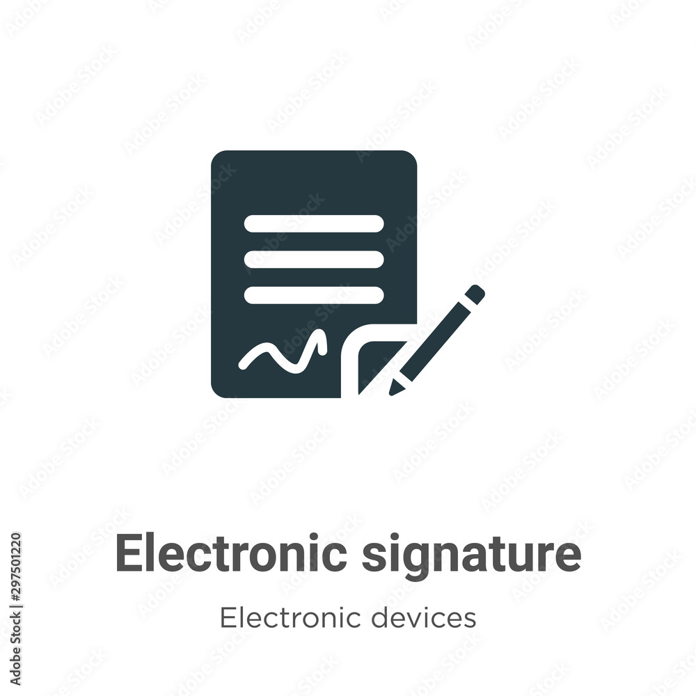Electronic signature vector icon on white background. Flat vector ...