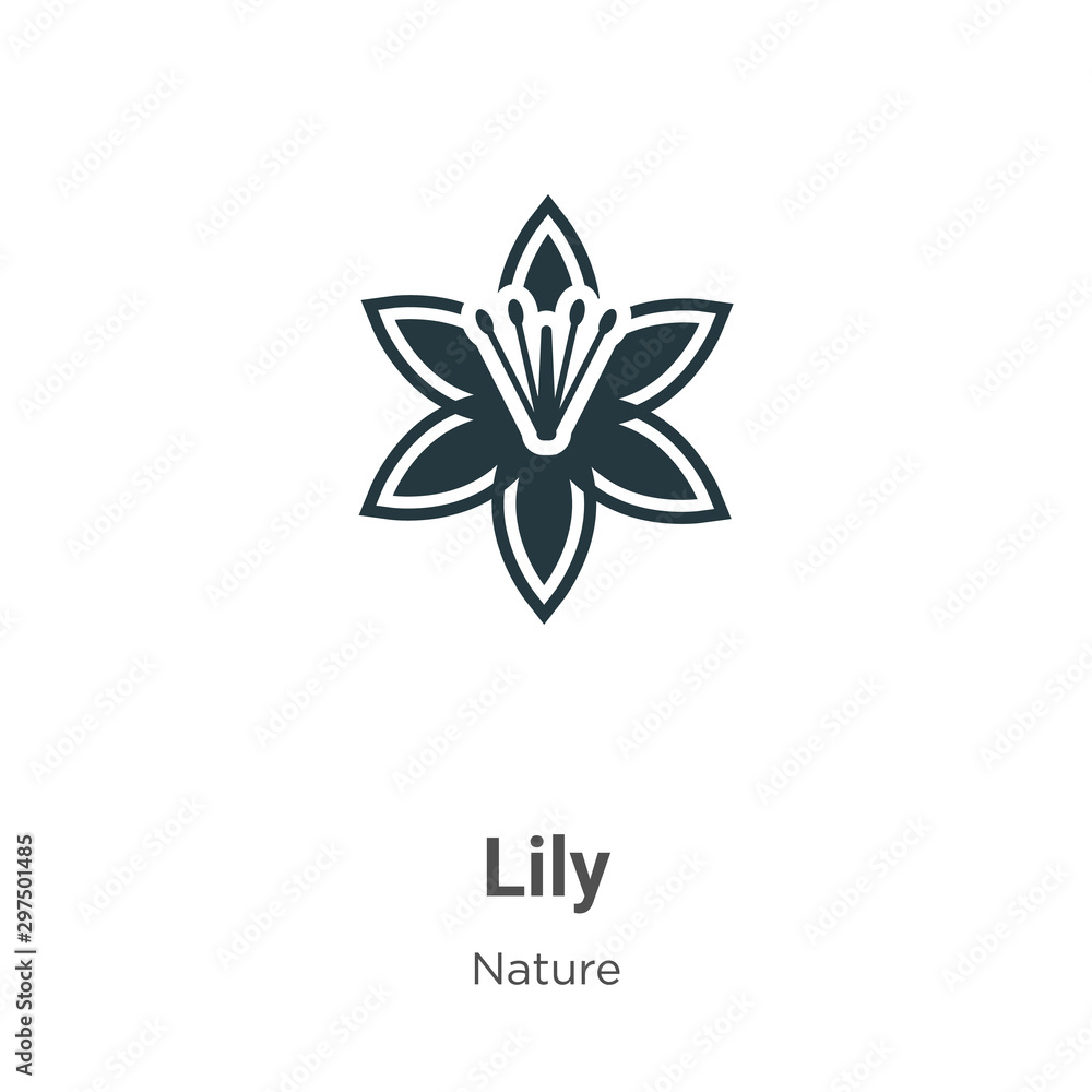 Lily vector icon on white background. Flat vector lily icon symbol sign ...