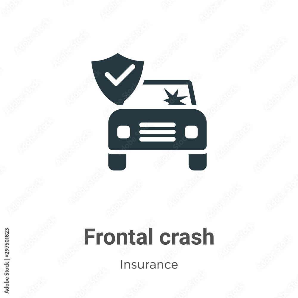 Frontal crash vector icon on white background. Flat vector frontal ...