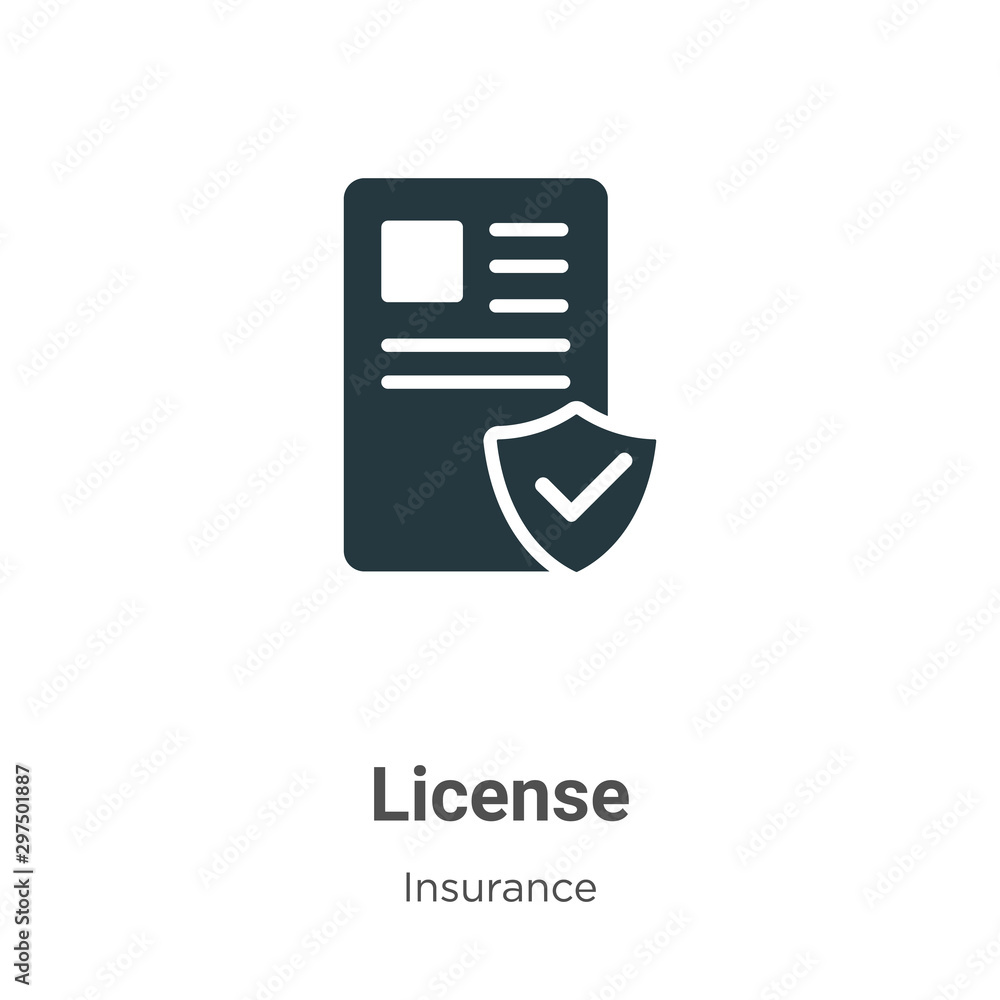License vector icon on white background. Flat vector license icon ...