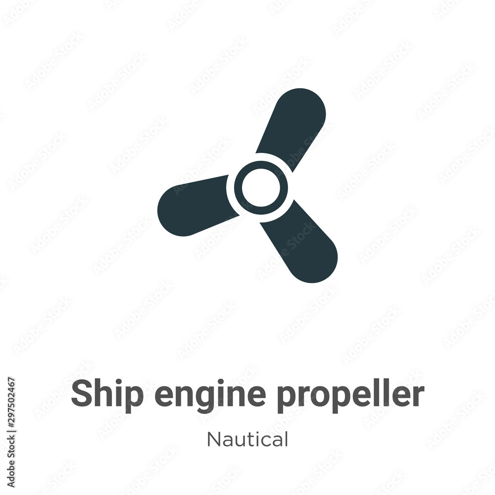 Ship engine propeller vector icon on white background. Flat vector ship ...