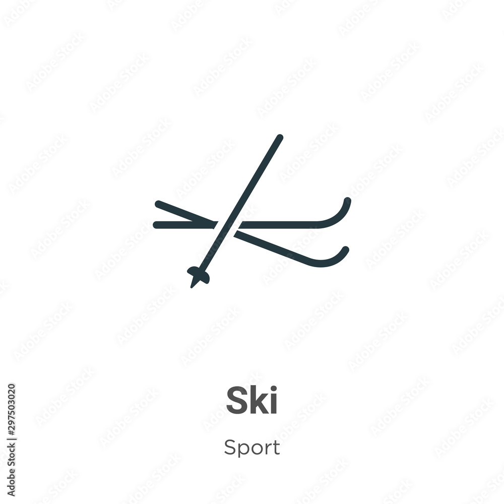 Ski vector icon on white background. Flat vector ski icon symbol sign ...