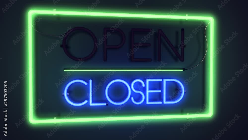 Realistic 3D render of a vivid and vibrant animated neon sign, with the ...