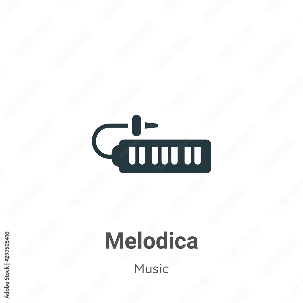 Melodica vector icon on white background. Flat vector melodica icon ...