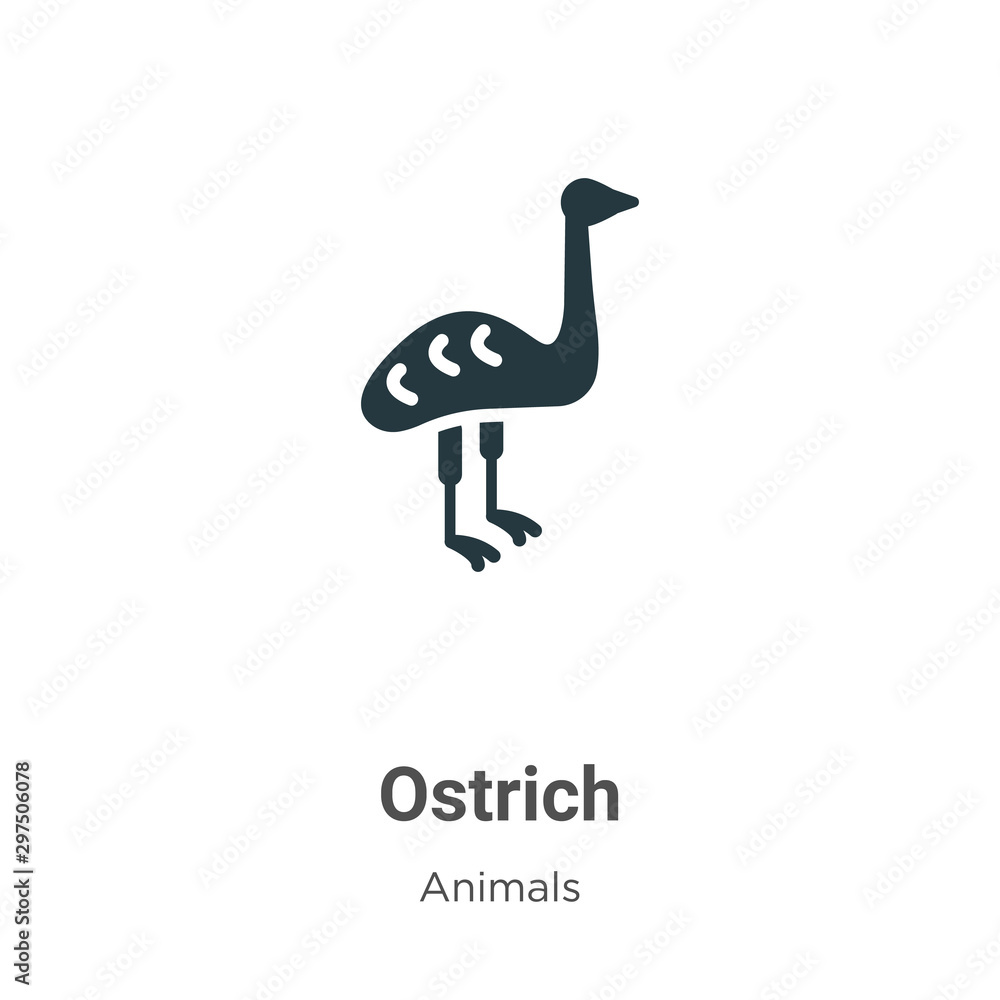 Ostrich vector icon on white background. Flat vector ostrich icon ...