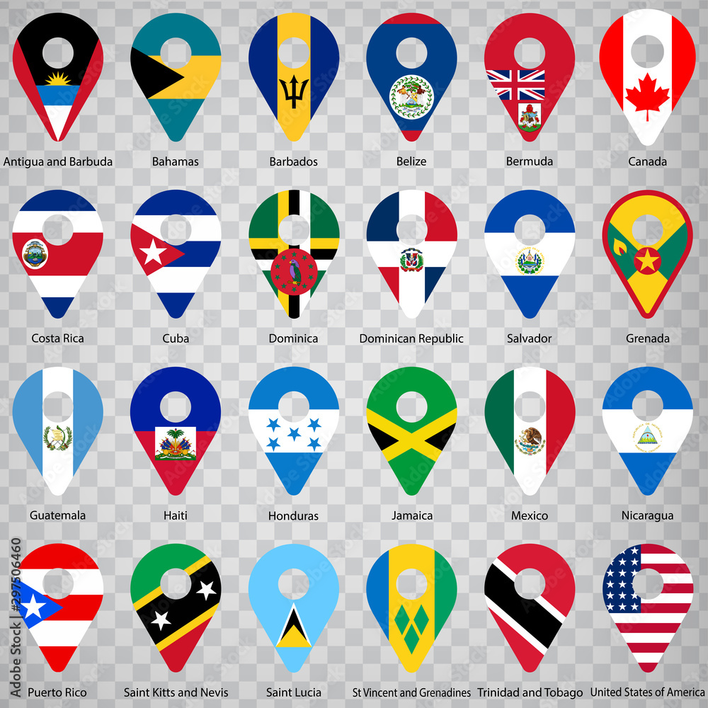 Flags Of North American Countries With Names