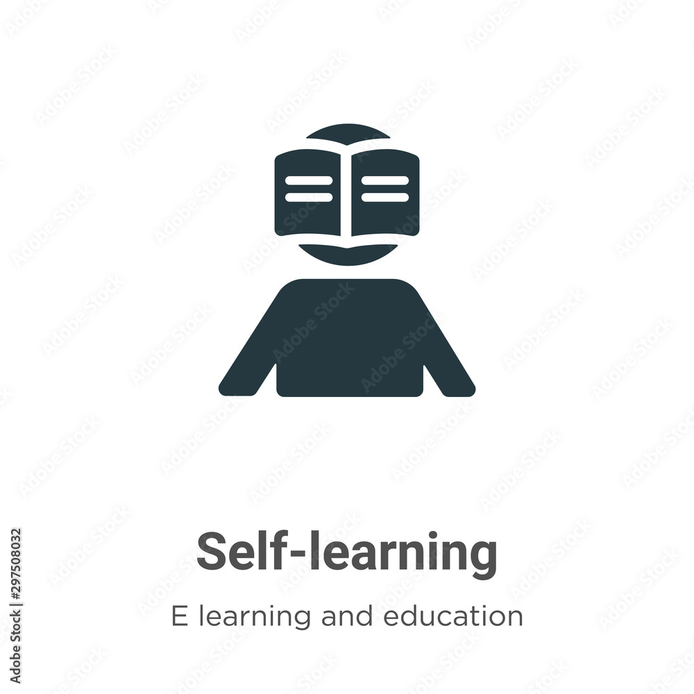 Self-learning vector icon on white background. Flat vector self ...