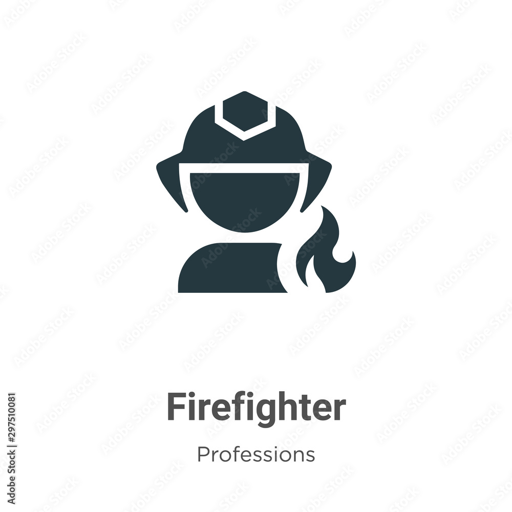 Firefighter vector icon on white background. Flat vector firefighter ...