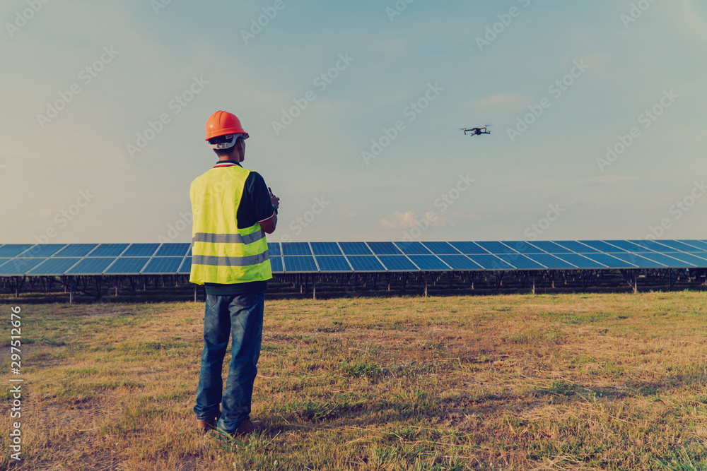 Inspector engineering concept; Engineer inspect and checking solar ...