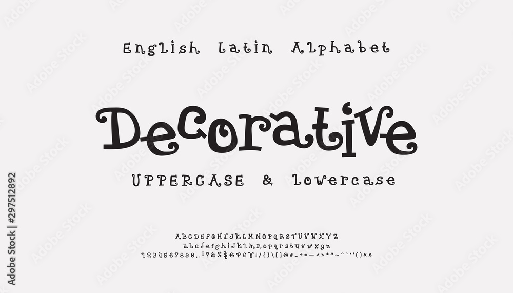 Decorative cartoon vector alphabet. Funny curly font, uppercase and ...