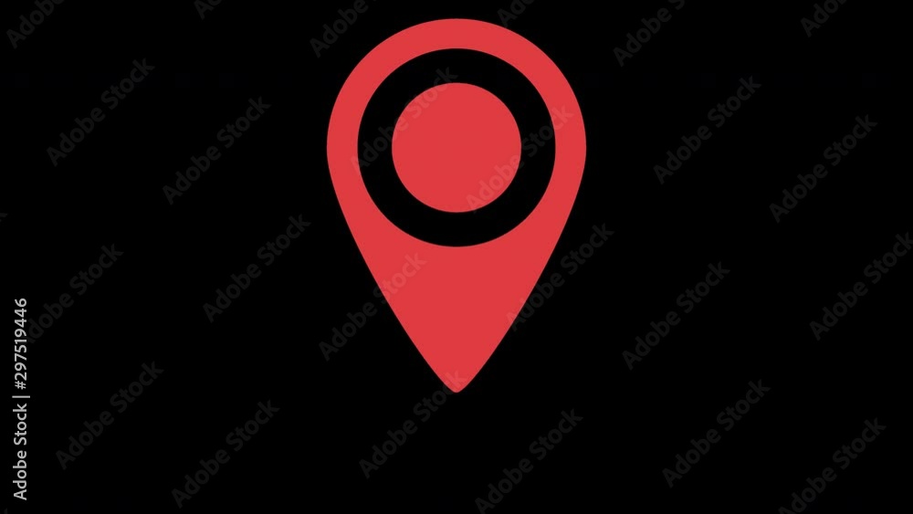 Red map marker icon. Looped animation with alpha channel. 4K resolution ...
