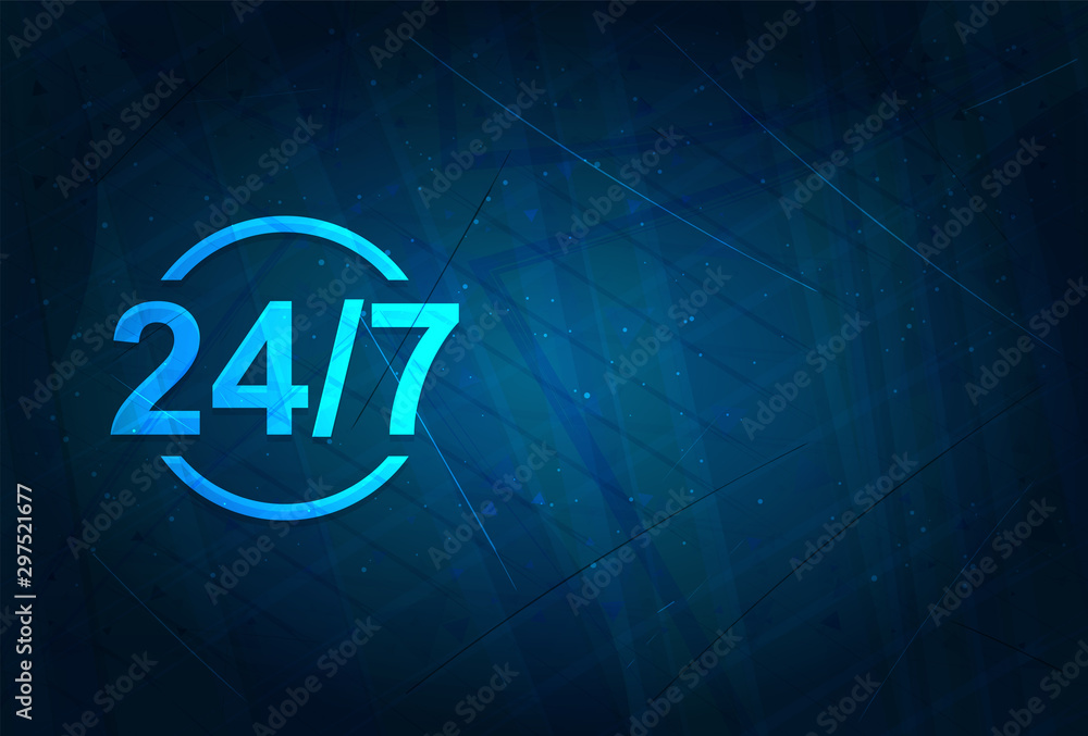 24/7 icon futuristic digital abstract blue background Stock Vector ...