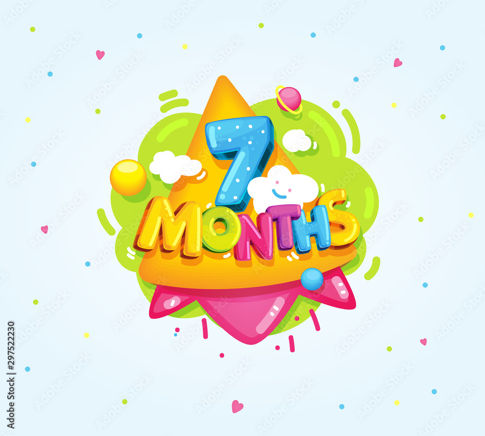 7 months baby symbol. kids cartoon vector illustration Stock Vector ...