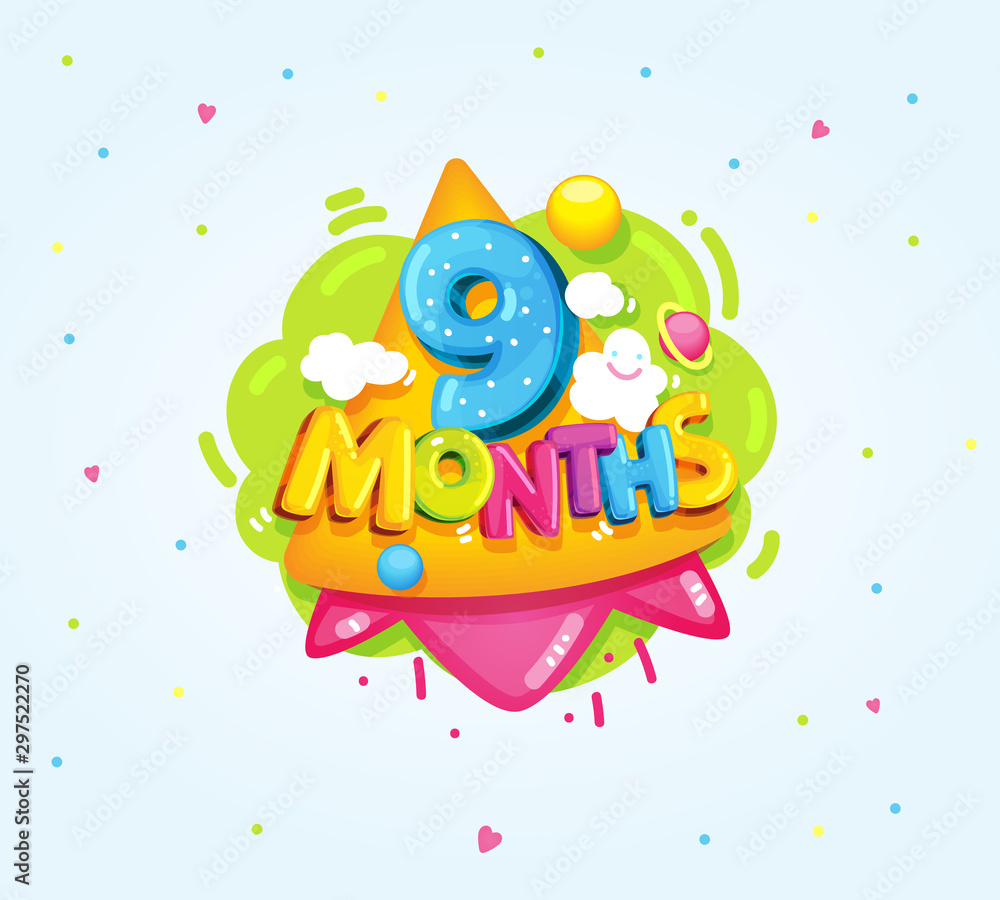 9 months baby symbol. kids cartoon vector illustration Stock Vector ...