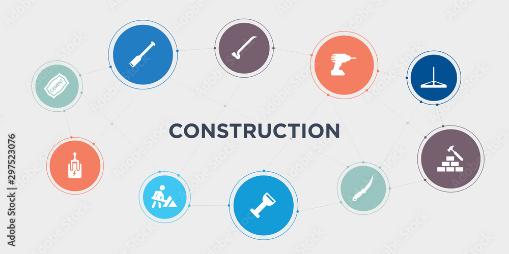 construction 10 points circle design. cement, circuit breaker, road ...