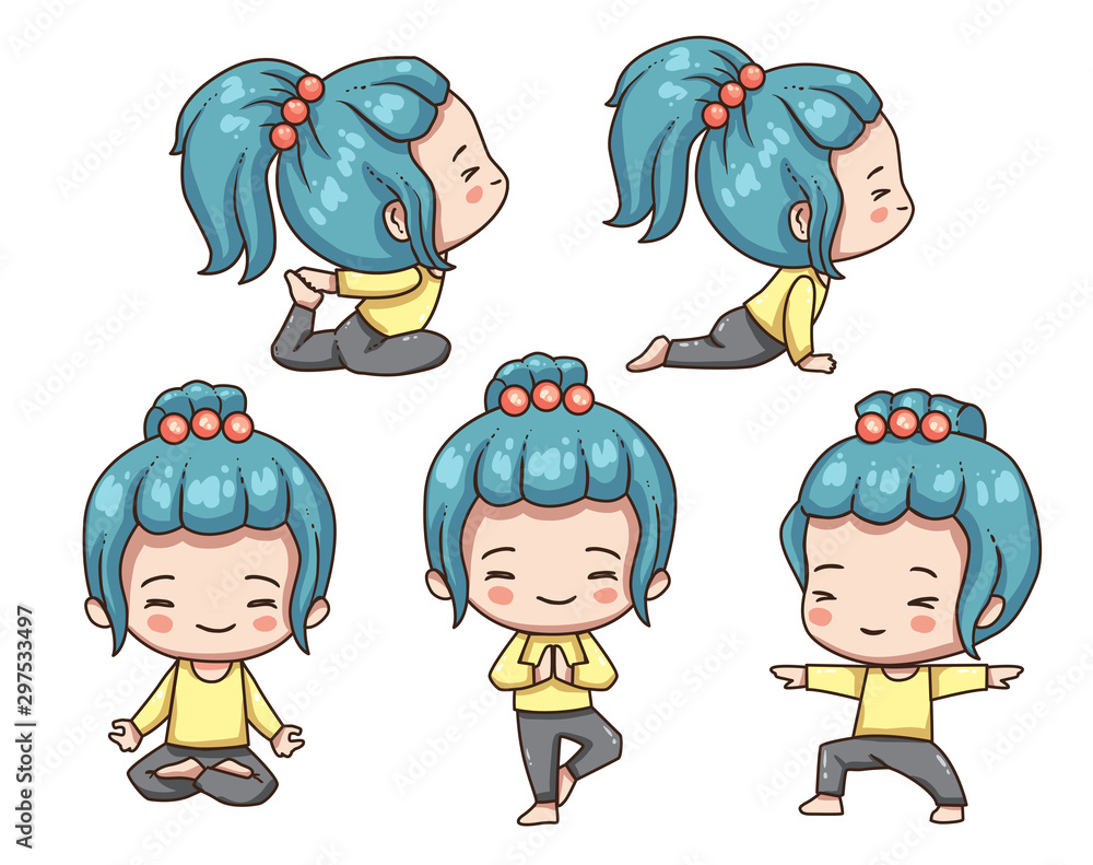 Vector illustration of cute chibi character isolated on white ...