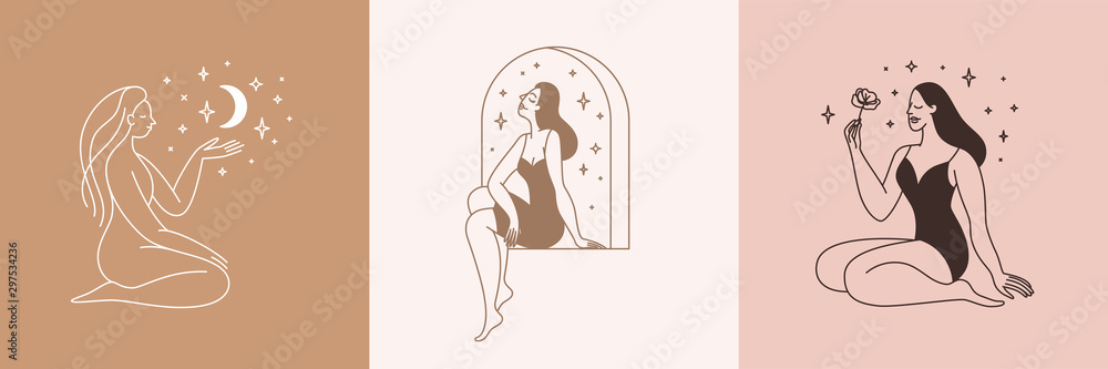 Beautiful female figure. Vector logo design template and illustration ...