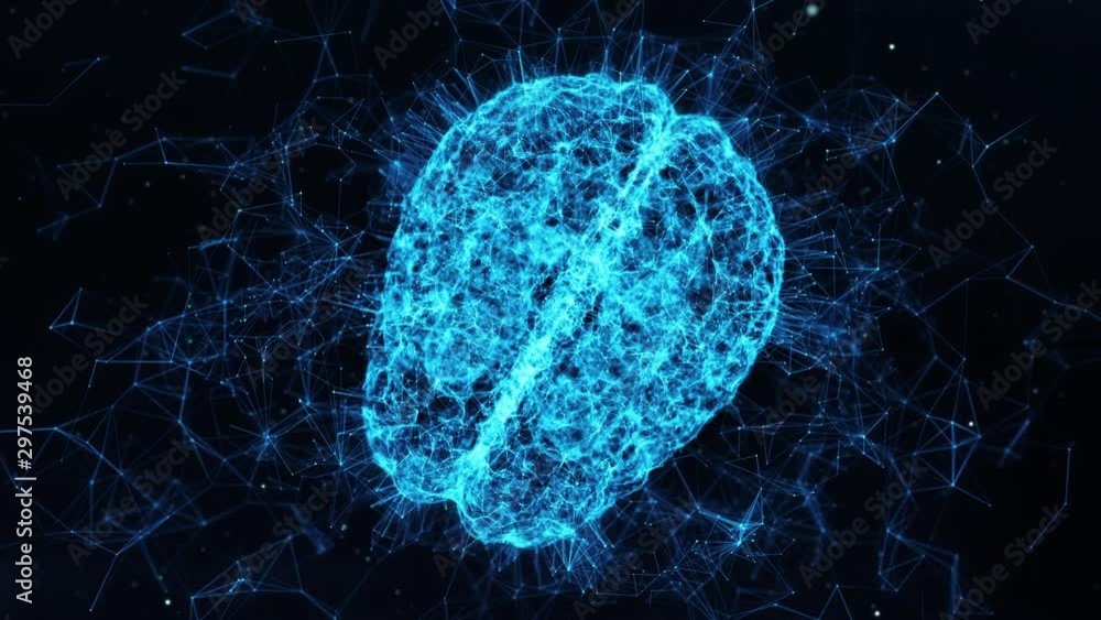 conceptual 3D animation of rotating Digital Brain hologram Ai Artificial Intelligence Deep Data ...