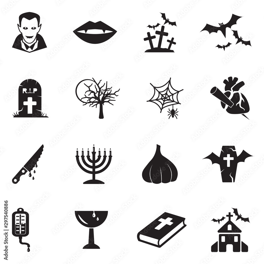 Vampire Icons. Black Flat Design. Vector Illustration. Stock Vector ...