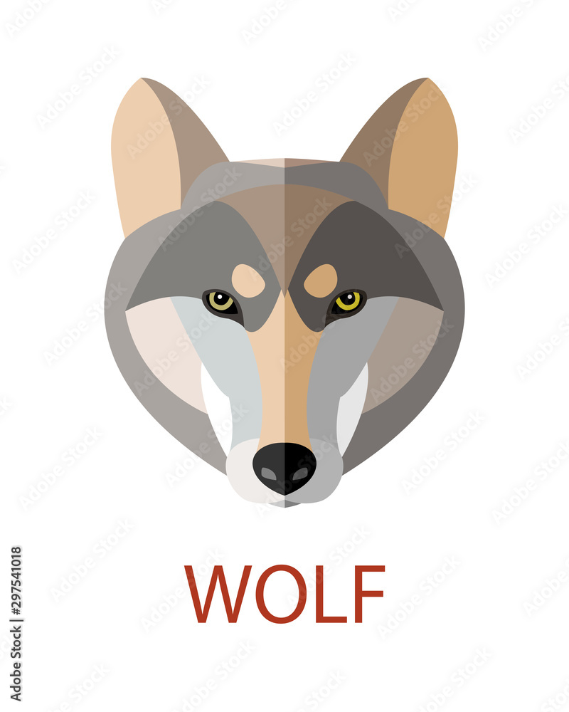 Vector illustration of a wolf face in flat art style. Stock Vector ...