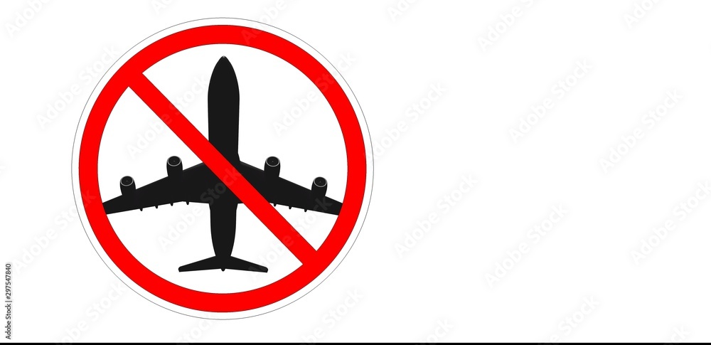Prohibition sign. Take-off of a passenger aircraft is prohibited ...
