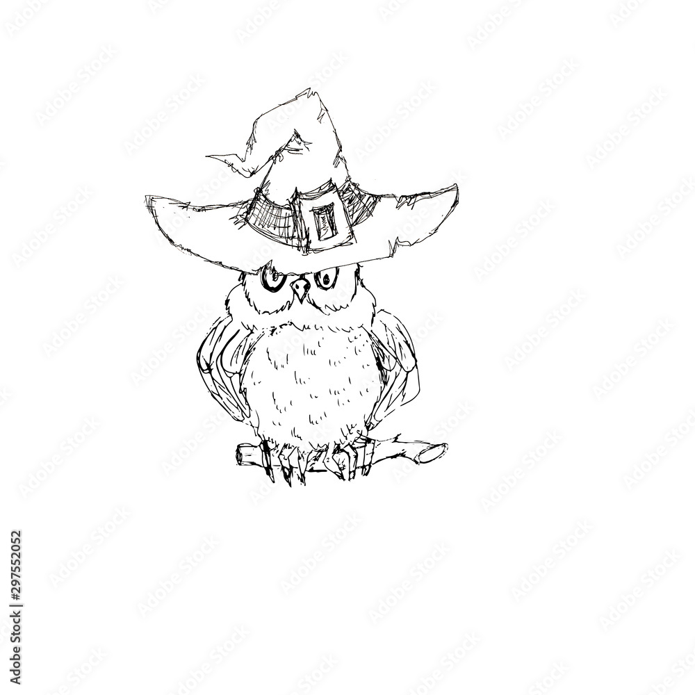Halloween Owl Outline Clip Art