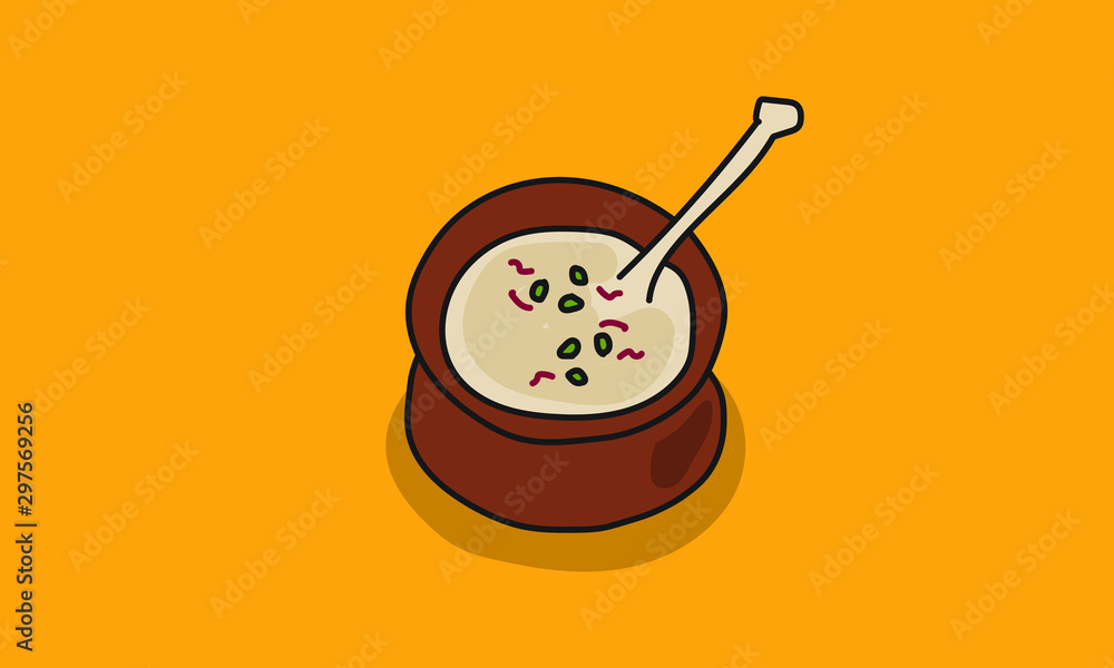 Mishti Doi Indian Dessert Vector Hand Drawn Sketch Stock Vector | Adobe ...