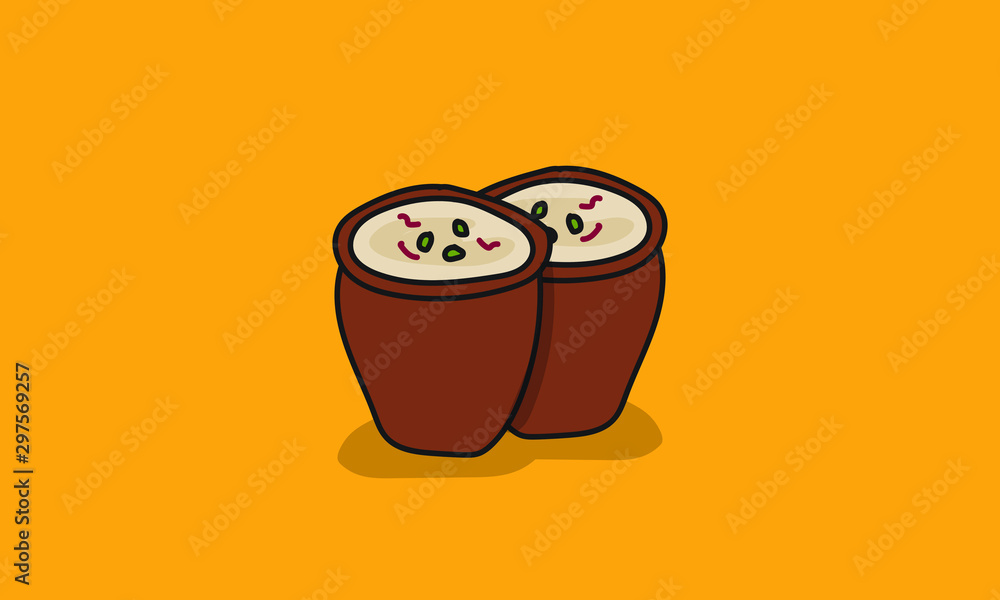Mishti Doi Indian Dessert Vector Hand Drawn Sketch Stock Vector | Adobe ...