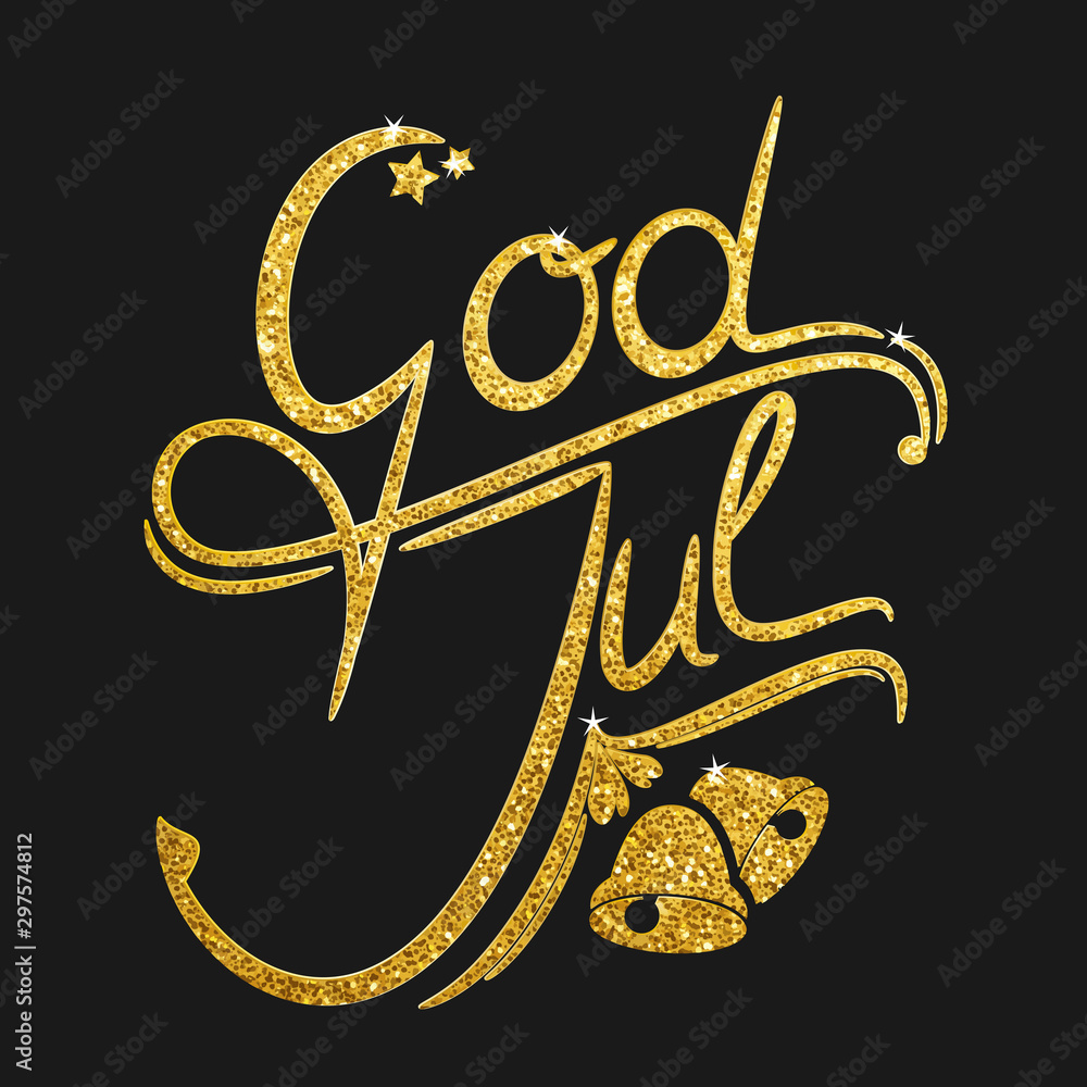 God Jul golden glitter Stock Vector | Adobe Stock