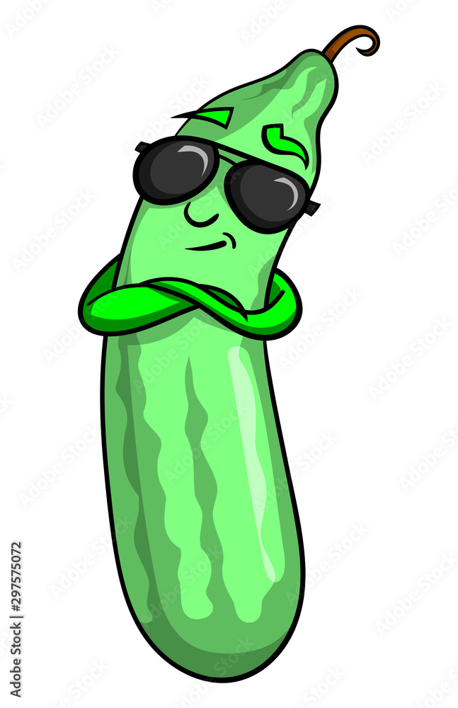 Cartoon illustration of a cool-as-a-cucumber character. Stock Vector ...