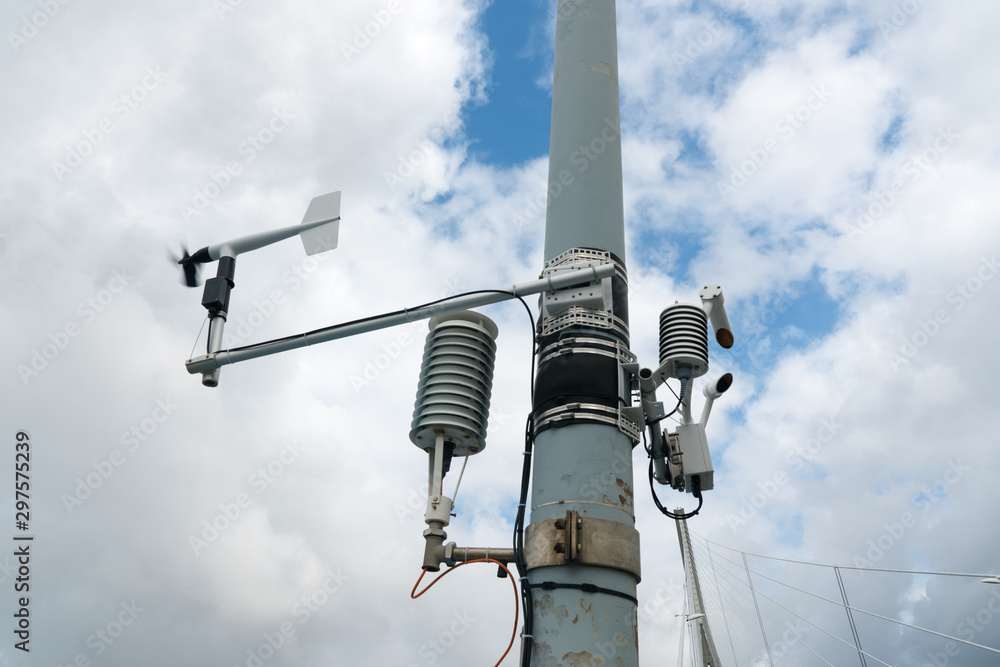 weather and wind station on a large bridge for control and supervision ...