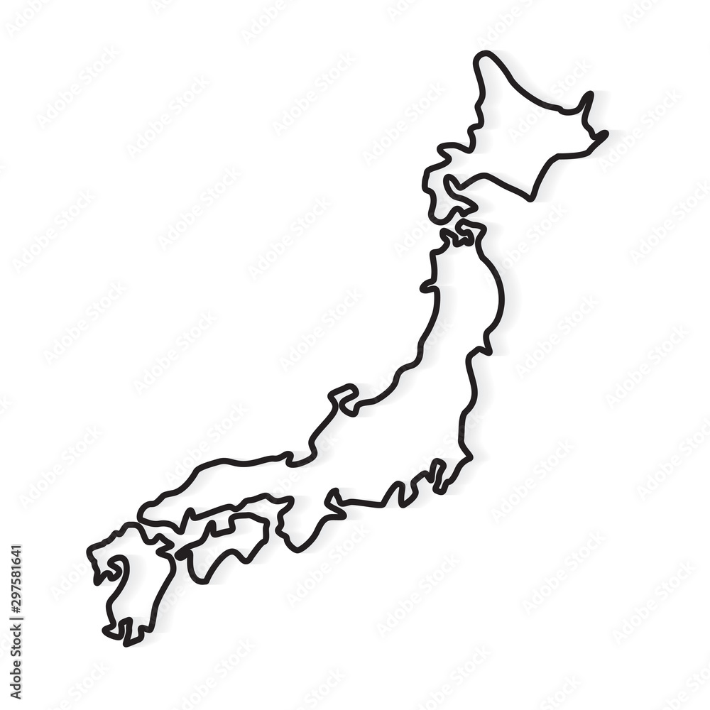 black abstract outline of Japan map- vector illustration Stock Vector ...
