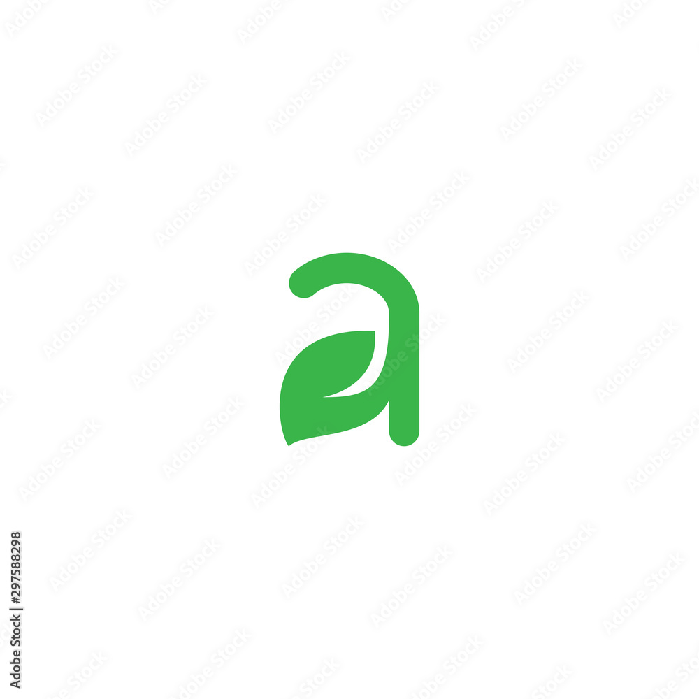Green leaf letter a logo template vector design, letter a lowercase ...