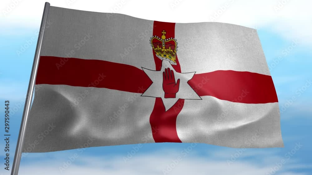 Seamless looping animated flag of Northern Ireland blowing in the wind ...