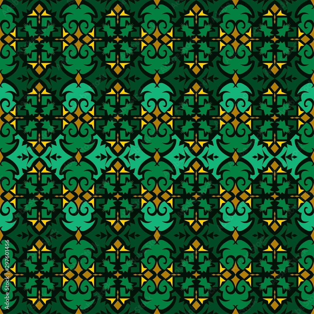 seamless pattern of borneo batik style. traditional Indonesian fabric ...