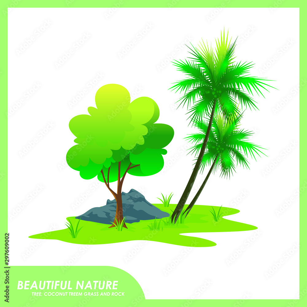 Coconut tree vector illustration with simple flat design Stock Vector ...