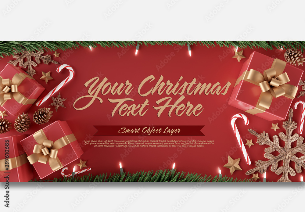 Christmas Themed Text Mockup Stock Template | Adobe Stock