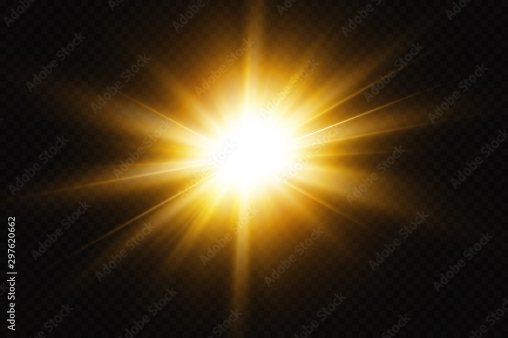 White glowing light explodes on a transparent background. with ray ...