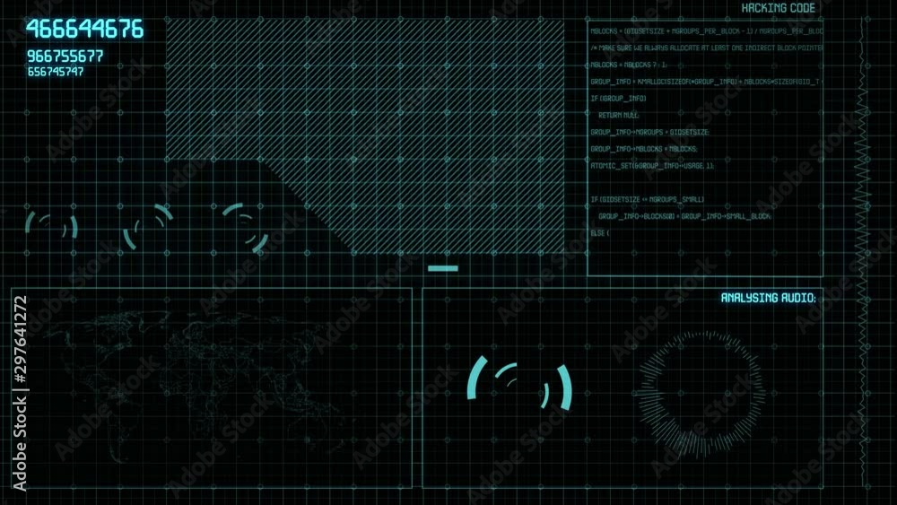 HUD Futuristic 4K UI Interface. Monochromatic visual display: aerial ...